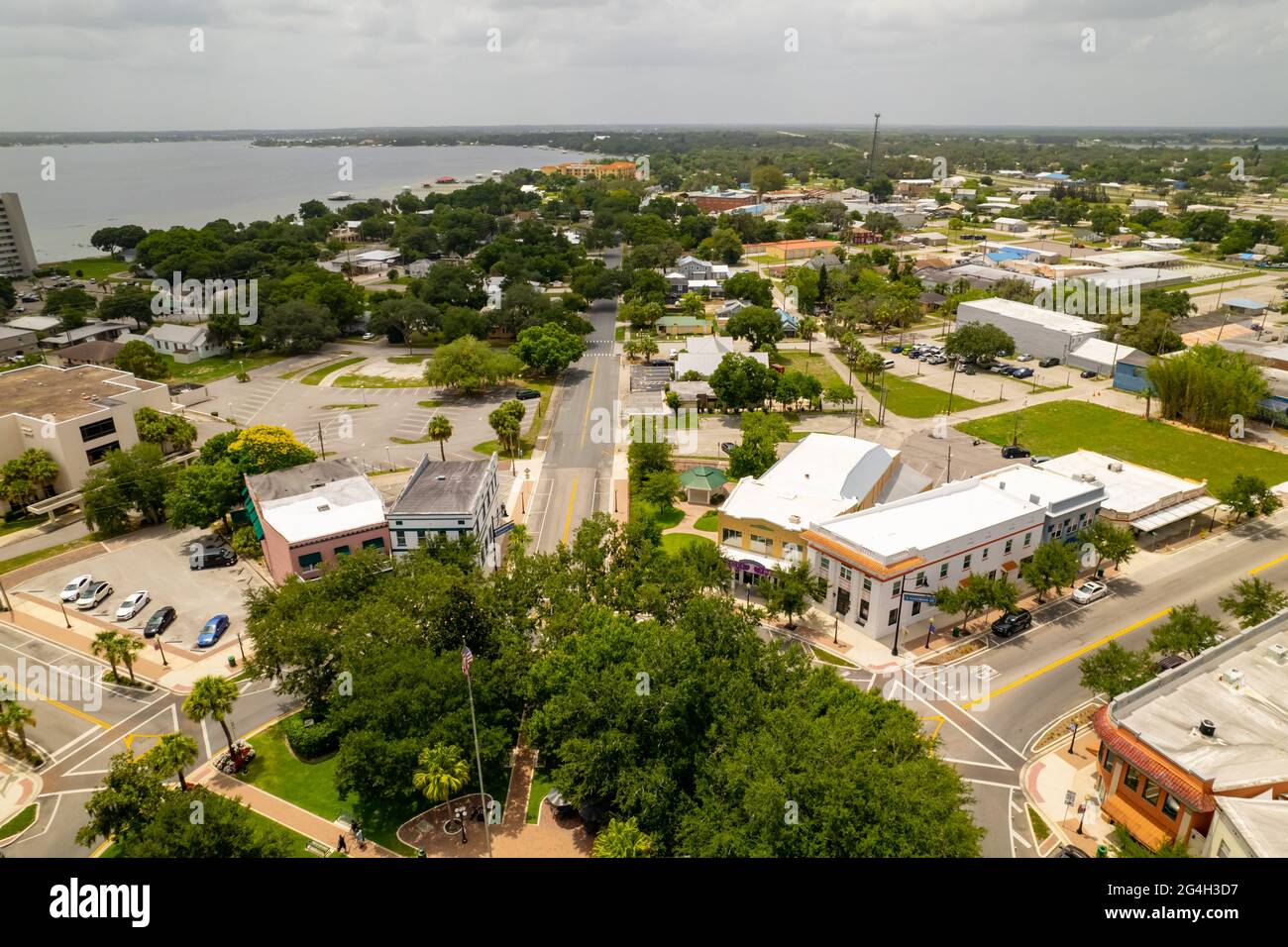 Aerial photo Downtown Sebring Florida USA historic district Stock Photo ...