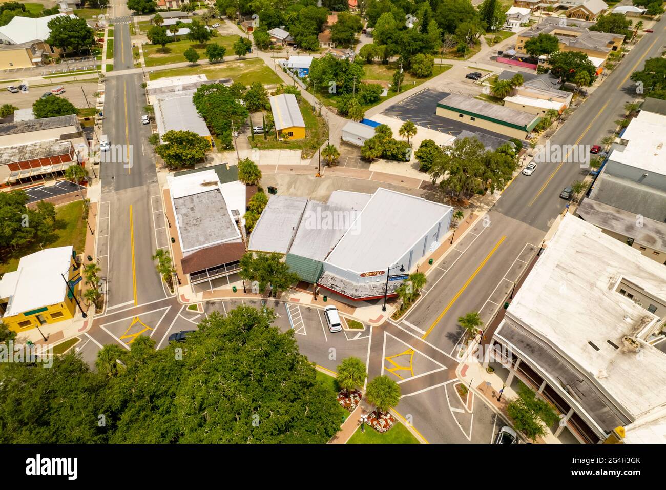 Aerial photo Downtown Sebring Florida USA historic district Stock Photo ...