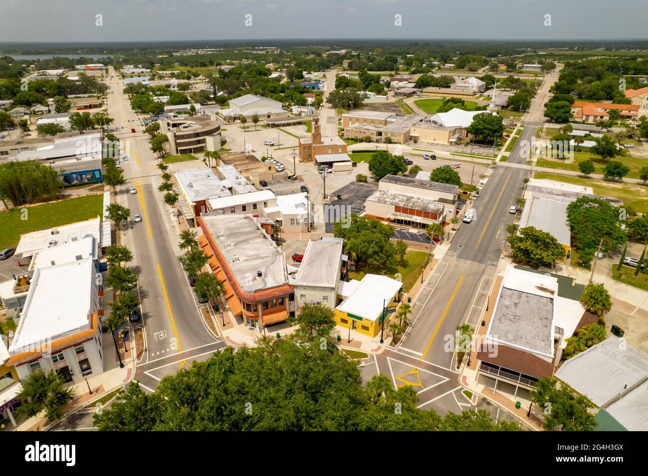Aerial photo Downtown Sebring Florida USA historic district Stock Photo ...