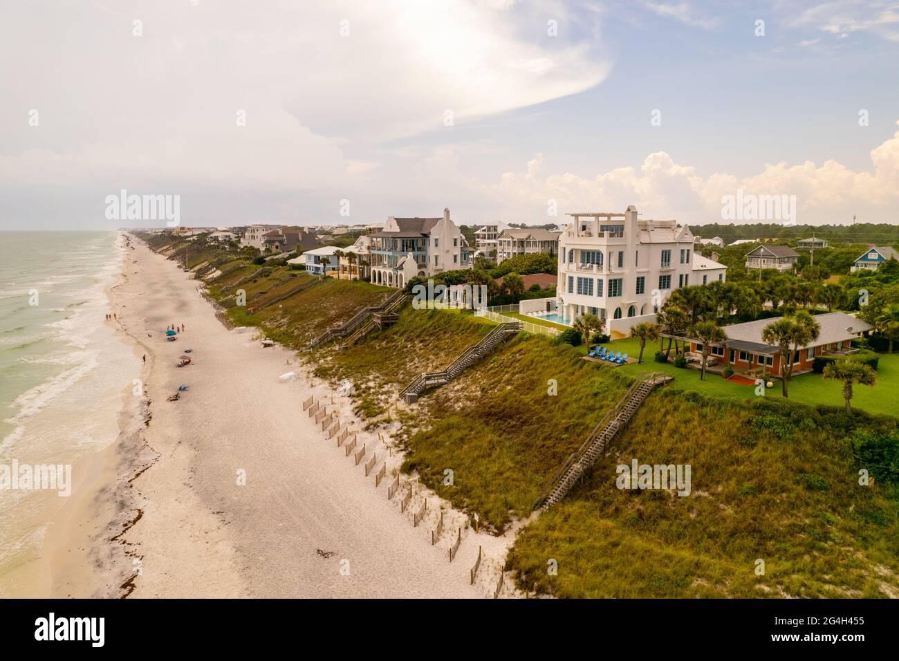 Aerial photo upscale homes Seaside Santa Rosa Beach FL USA Stock Photo ...