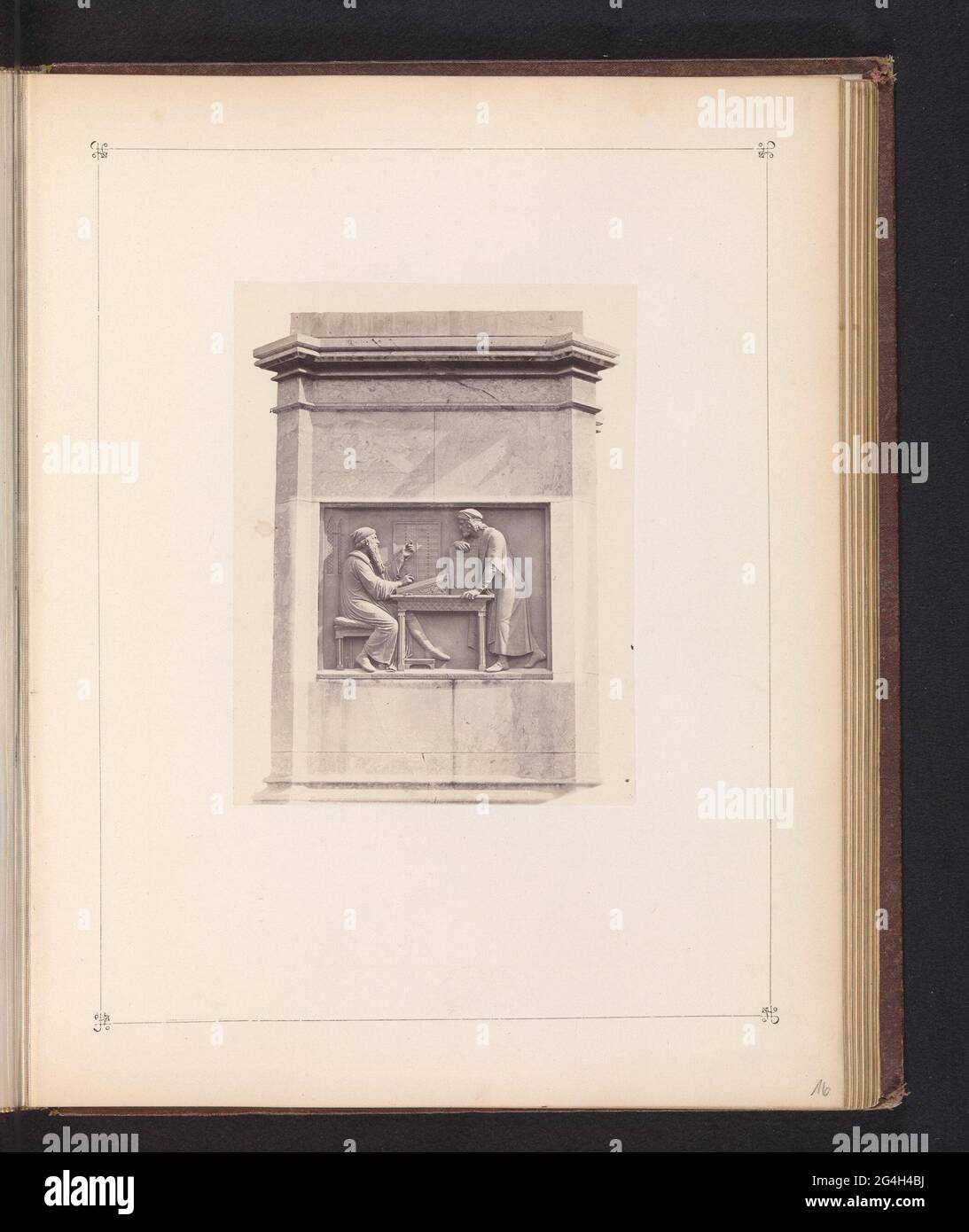 Relief on the monument to Johannes Gutenberg in Mainz, presenting ...