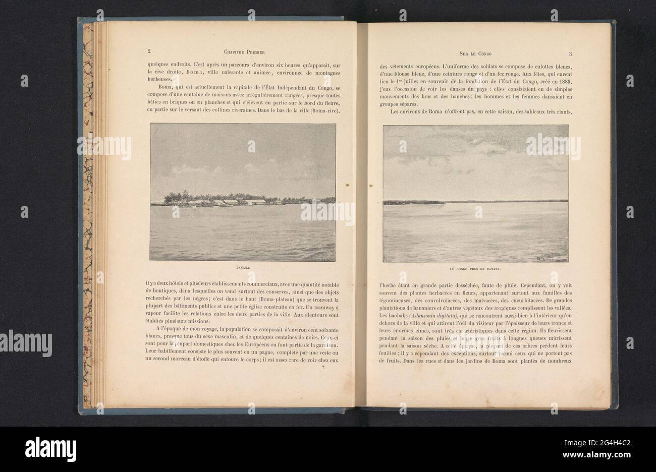 Photo production of a drawing, representing a face of the congo river ...