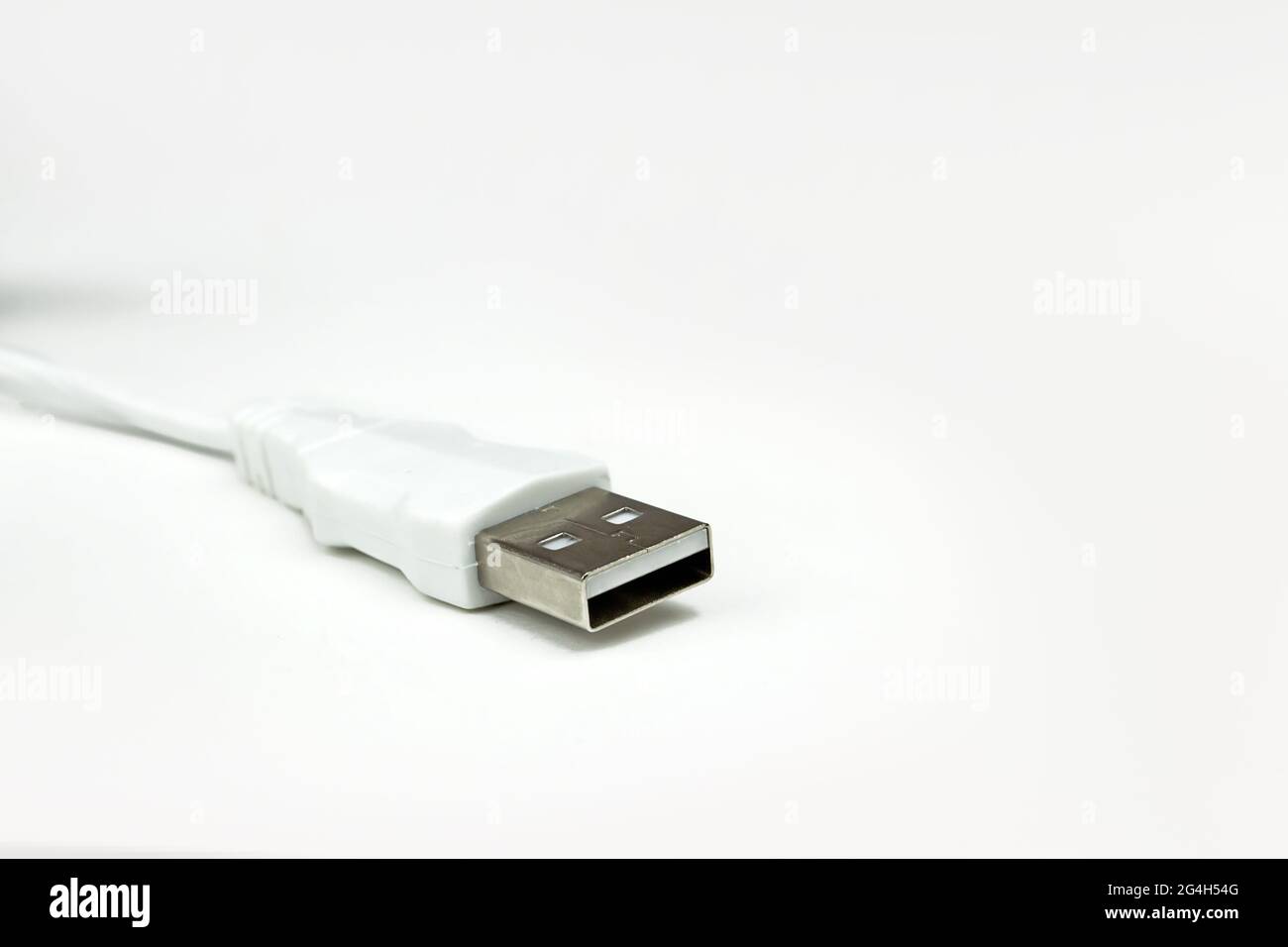 USB cable is white, on white background. A white USB type C charger ...