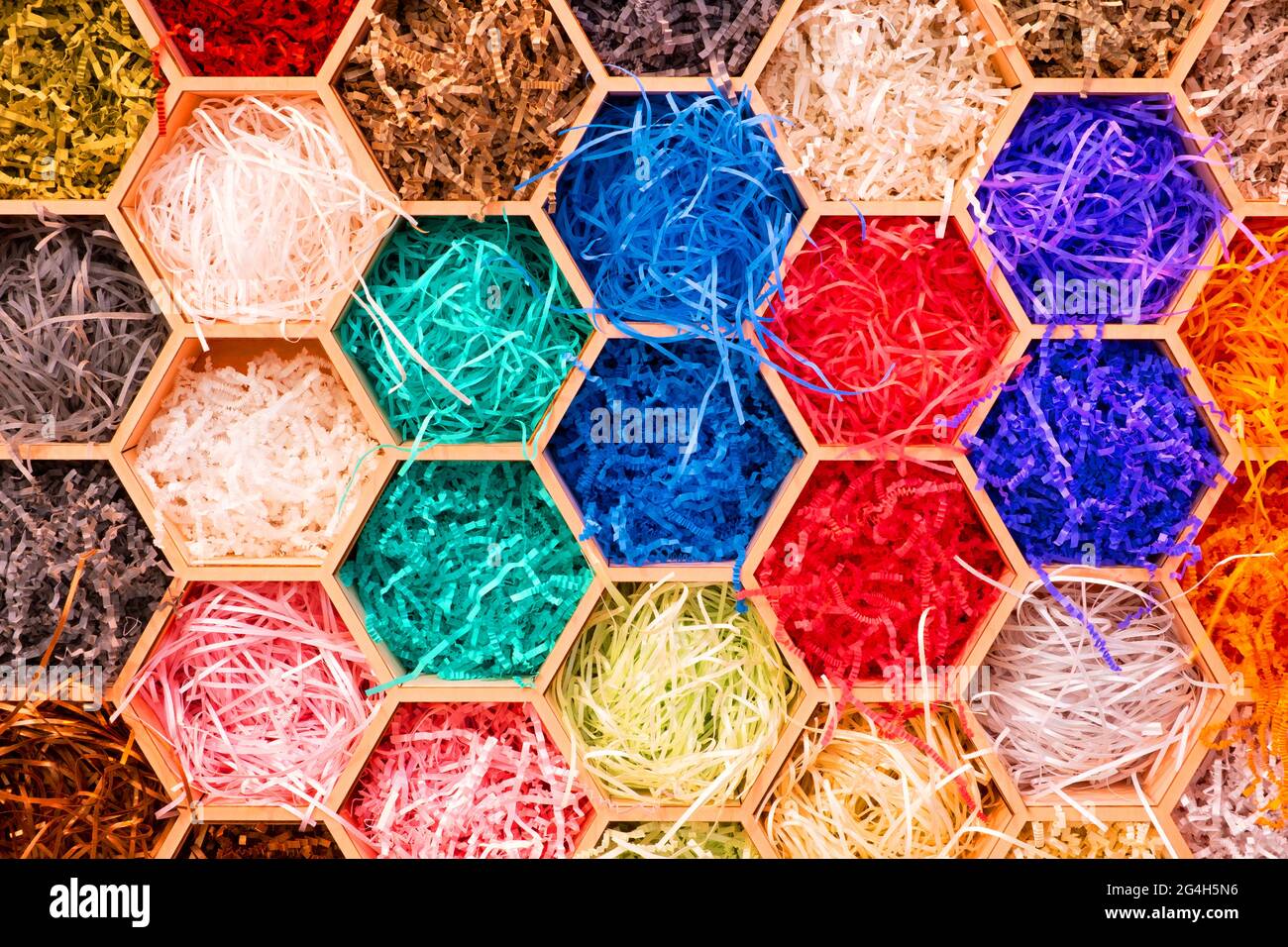 abstract multicolored hexagon patterned background with colored cut ...