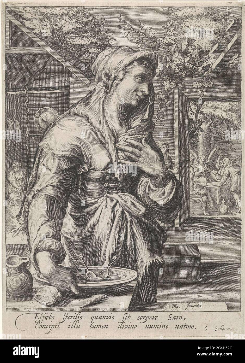 . Sarah, the woman of the patriarch abraham. Print from a series of ...