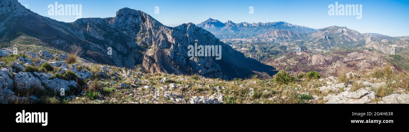 scenic blue mountain panorama in spain beautiful landscape and hiking ...