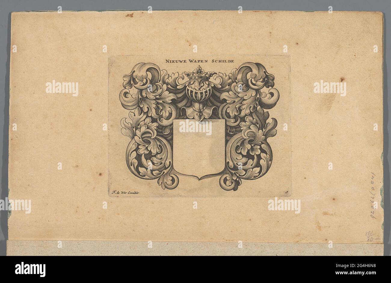 New weapon shield; Cartouche for coat of arms. PRENT Nr. 1 in a bundle ...