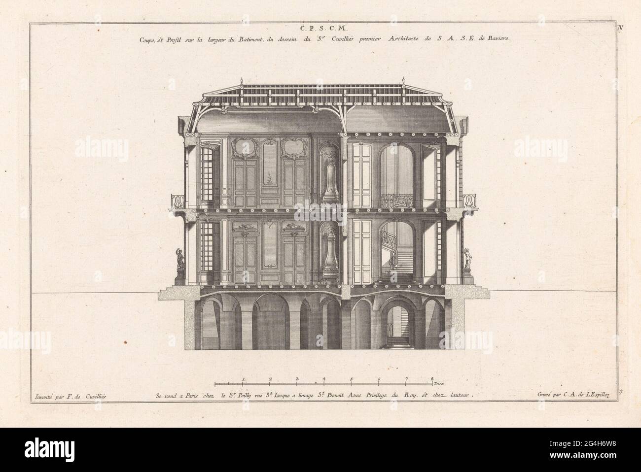 Cross section of country house; Country house; 13ME Livre N Plan ...