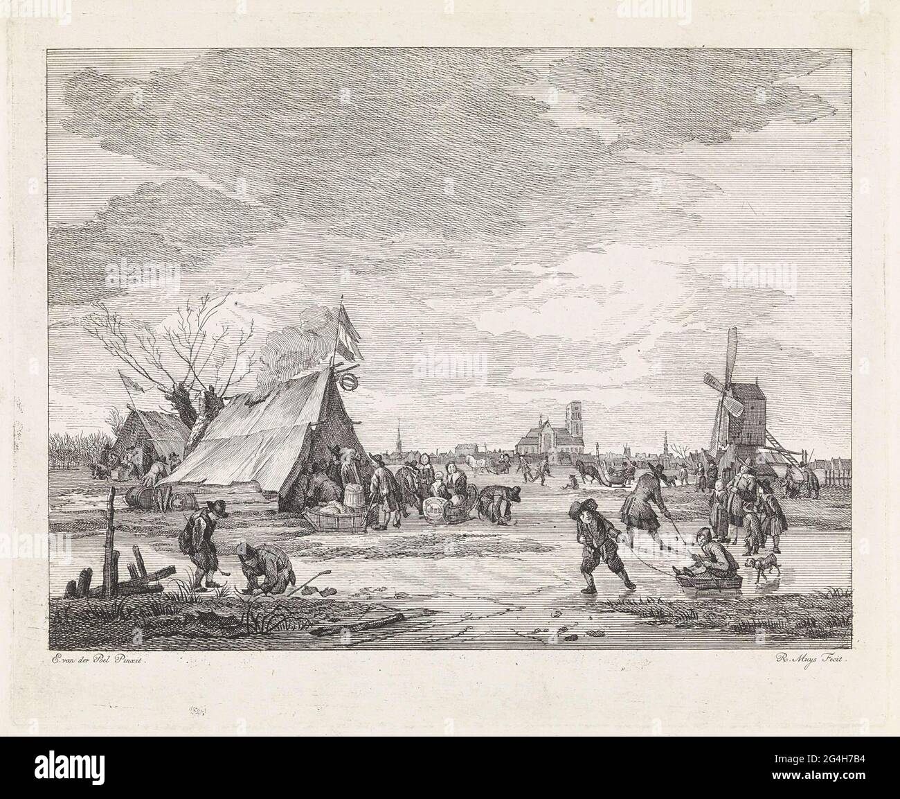 . On the ice, adults and children are entertained with sled, flasks and ...