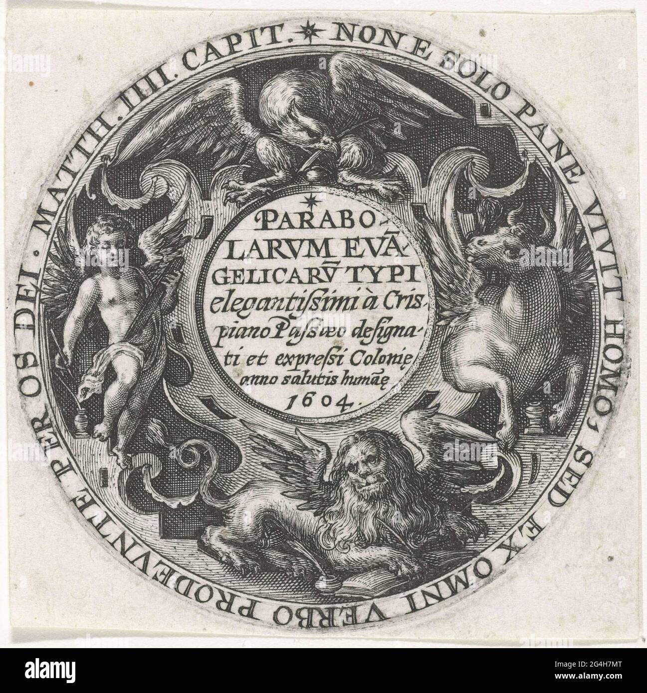 . Series title in Latin and the four symbols of the evangelists in a ...