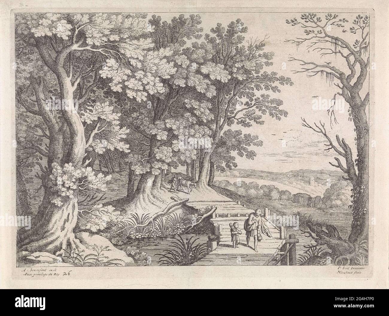 . Abraham and his son Isaak, who wears the wood, walk over a wooden ...