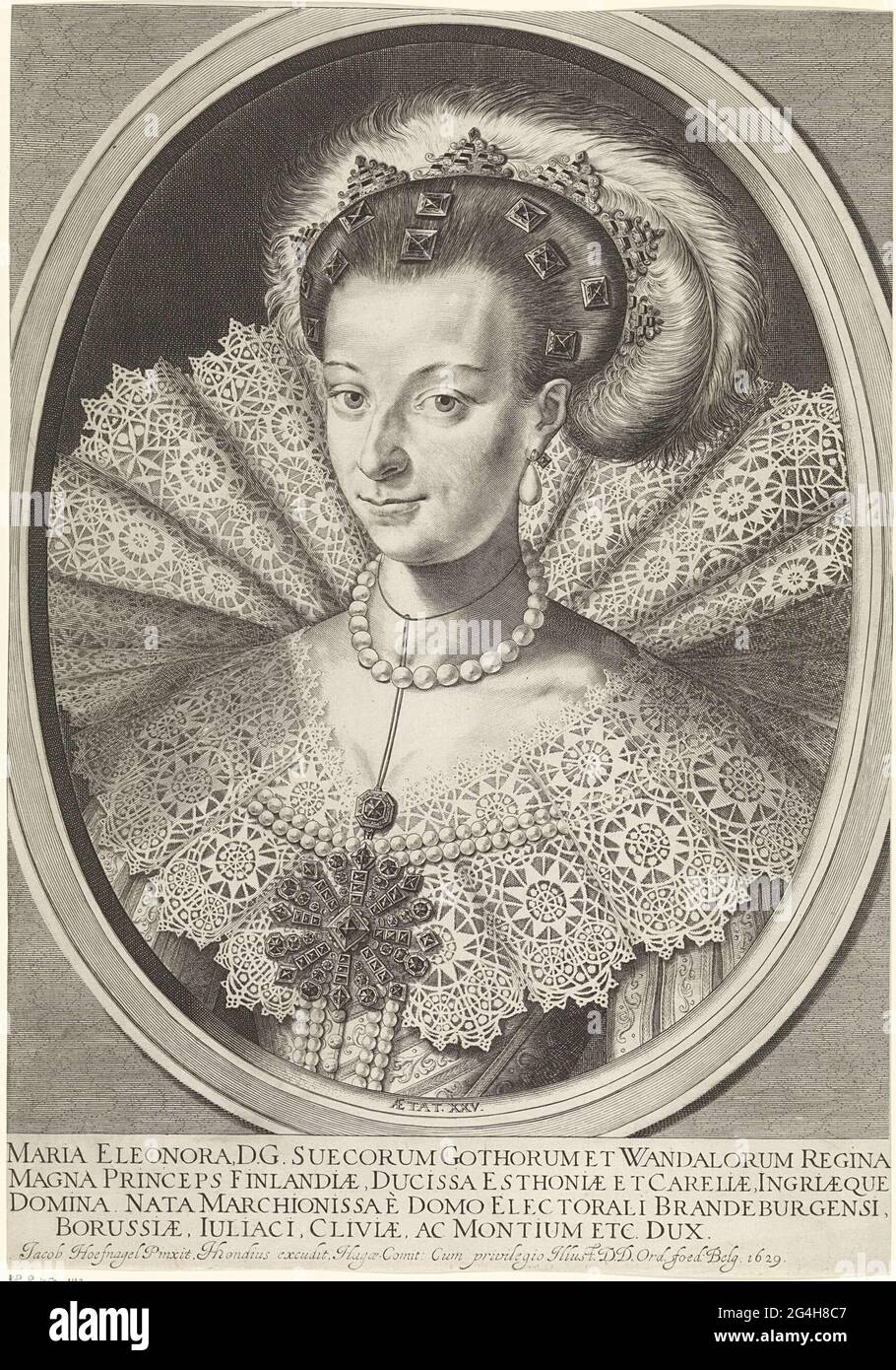 . Bust to the left of Maria Eleonora, queen of Sweden at the age of 25 ...