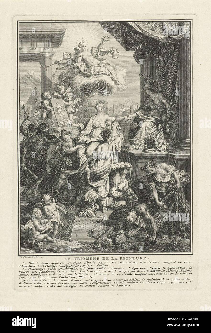 . Allegorical title page with peace (Pax), abundance (abundantia) and ...