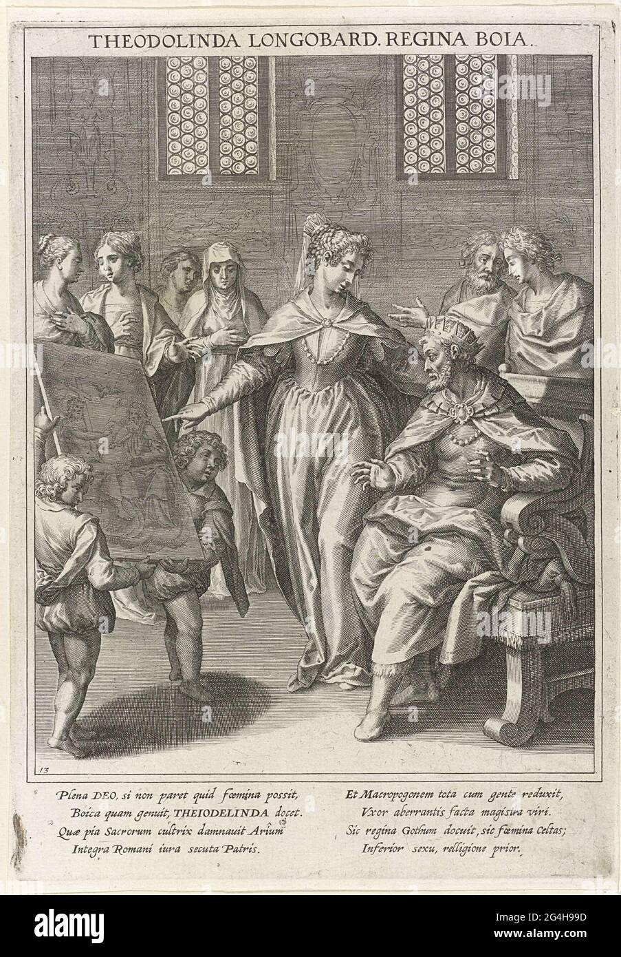 . Theodelinda, Queen of the Lombards, shows the king of the lombards a ...