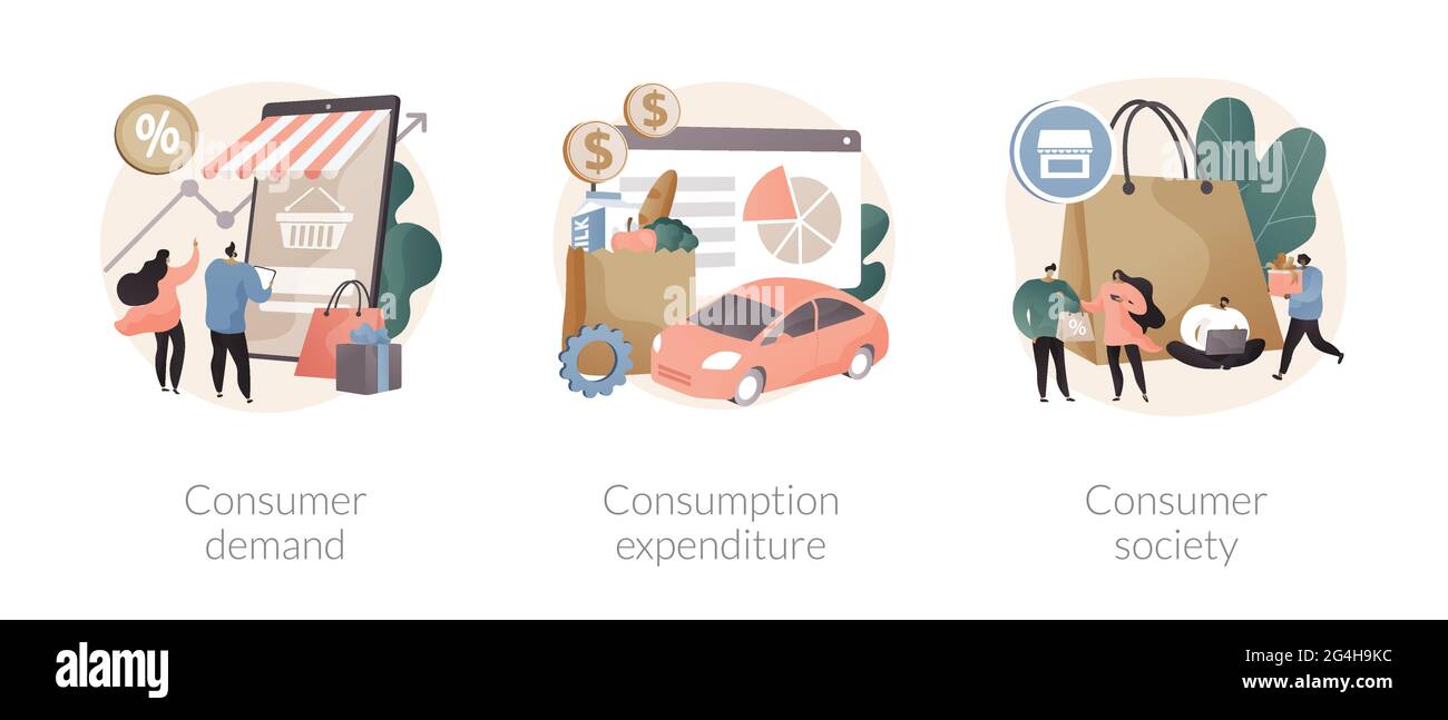 Consumer society abstract concept vector illustrations Stock Vector ...
