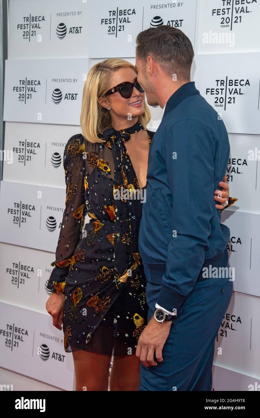 Paris Hilton and Carter Reum attend the "This Is Paris" premiere during ...