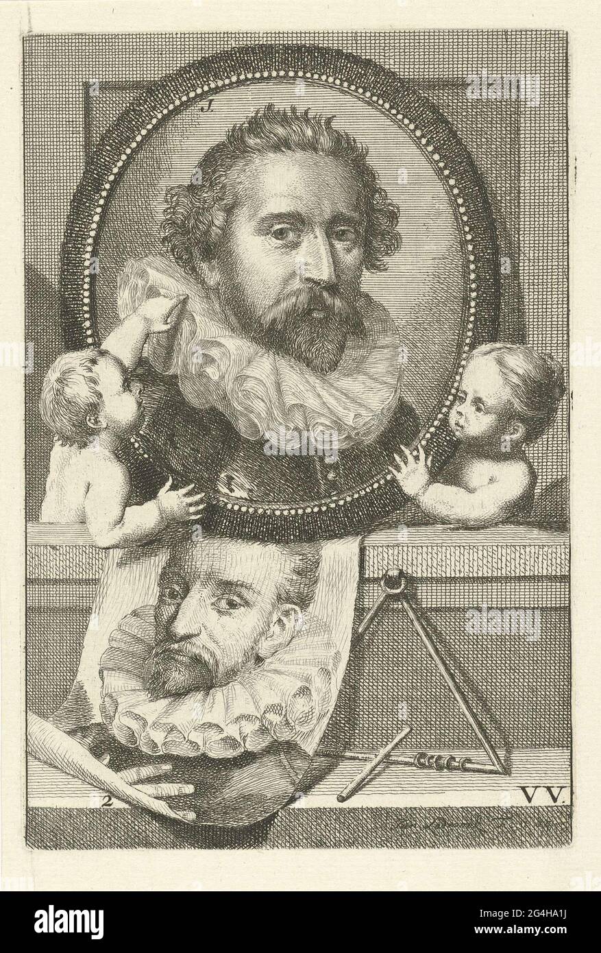 . Two numbered artists' portraits. Portrait of Abraham Bloemaert (No. 1 ...