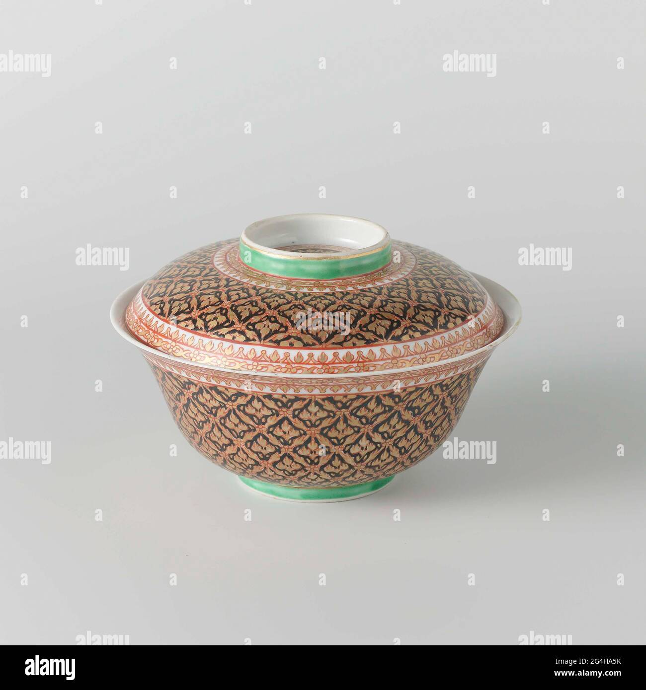. This bowl is decorated in Bencharong (five-colour) style with a ...