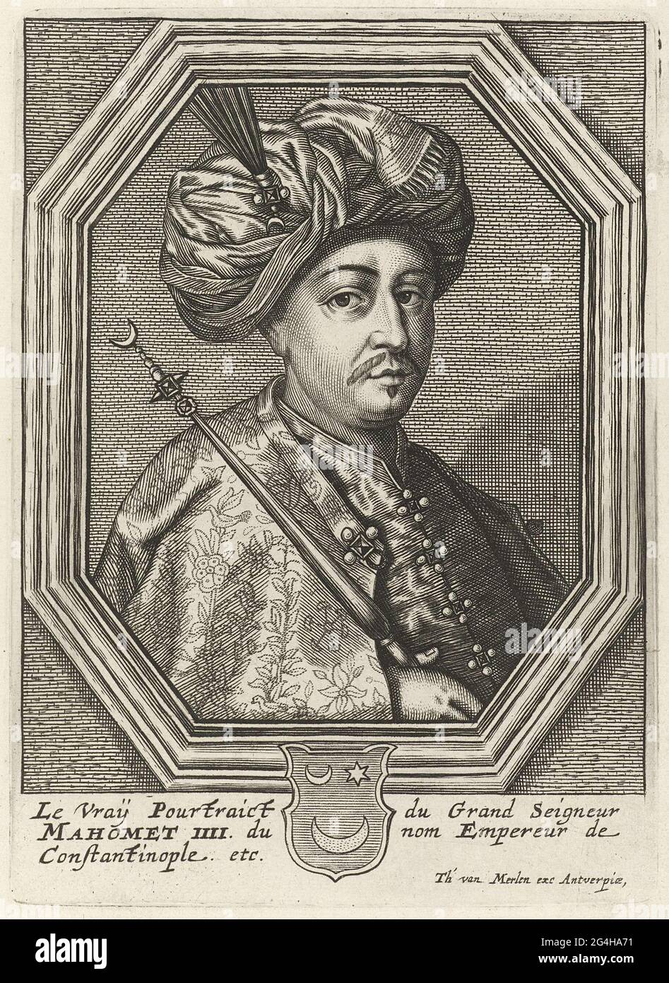 . Portrait of Mehmet IV, Sultan of the Ottoman Empire, with a scepter ...