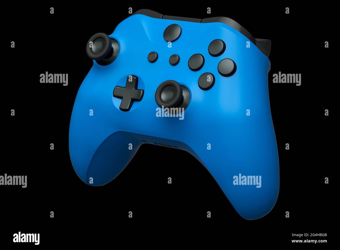 Realistic blue joystick for video game controller on black background ...