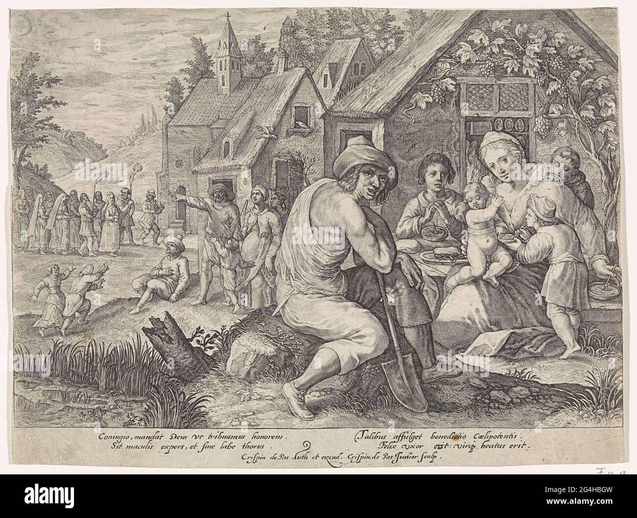 . The imagination of the good marriage: yard with a peasant family to ...
