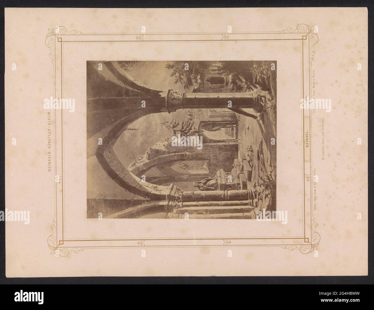 Photo production of a drawing, representing the ruins of a church Stock ...