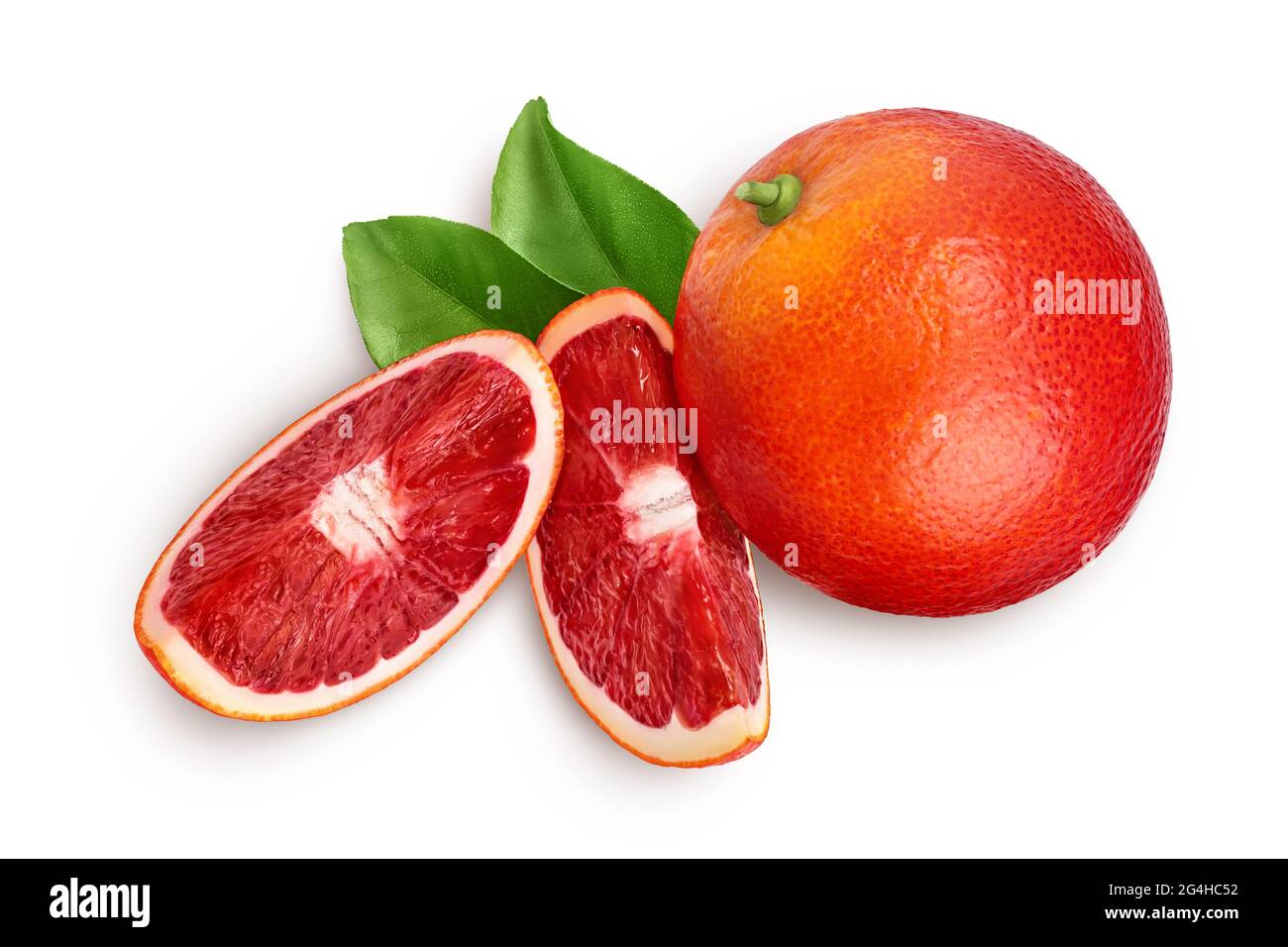 Blood red oranges isolated on white background with clipping path. Top ...