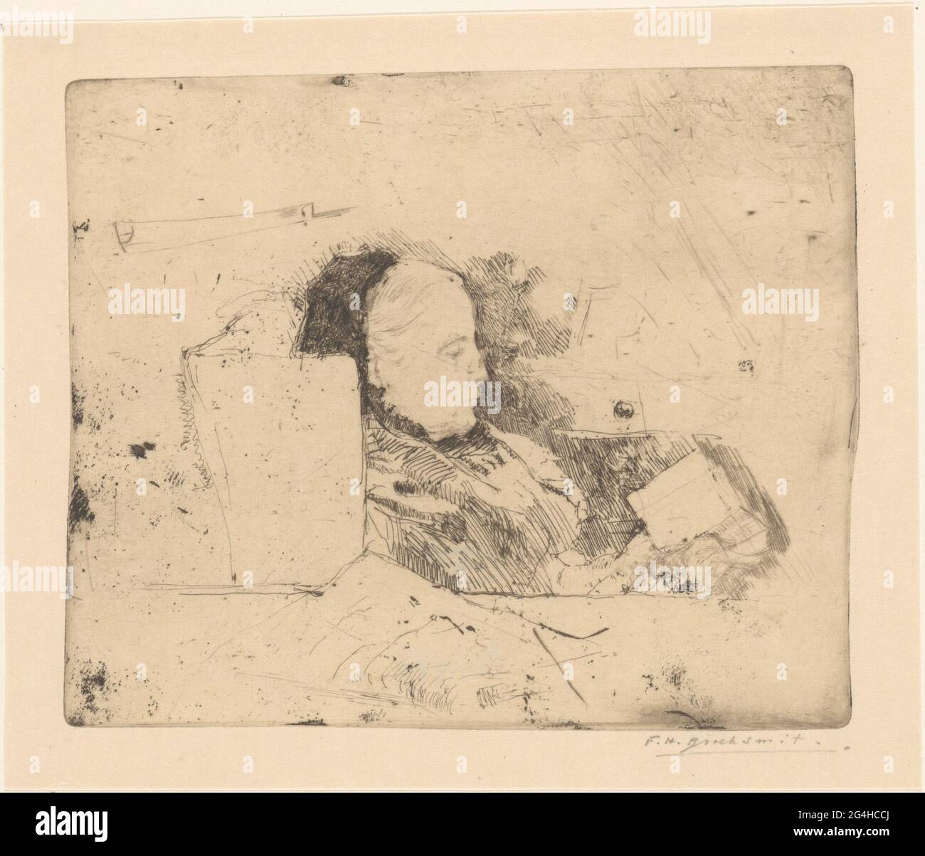 Portrait of Mrs. W.M. Broeksmit-Van Tesky. A sitting woman with glasses ...