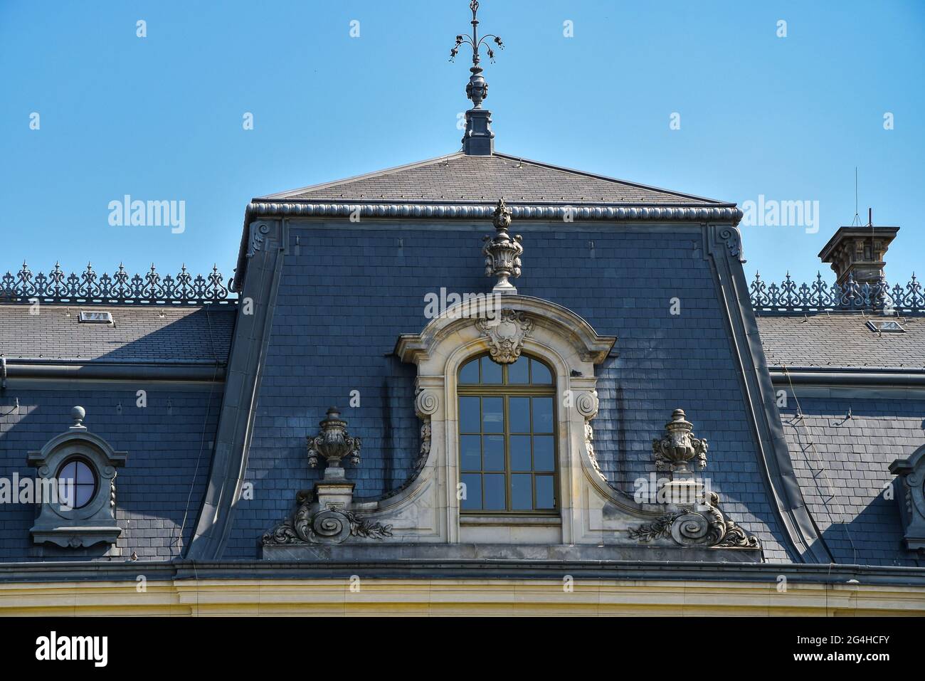 Detail of the roof of the neo-baroque castle in Pszczyna Stock Photo ...