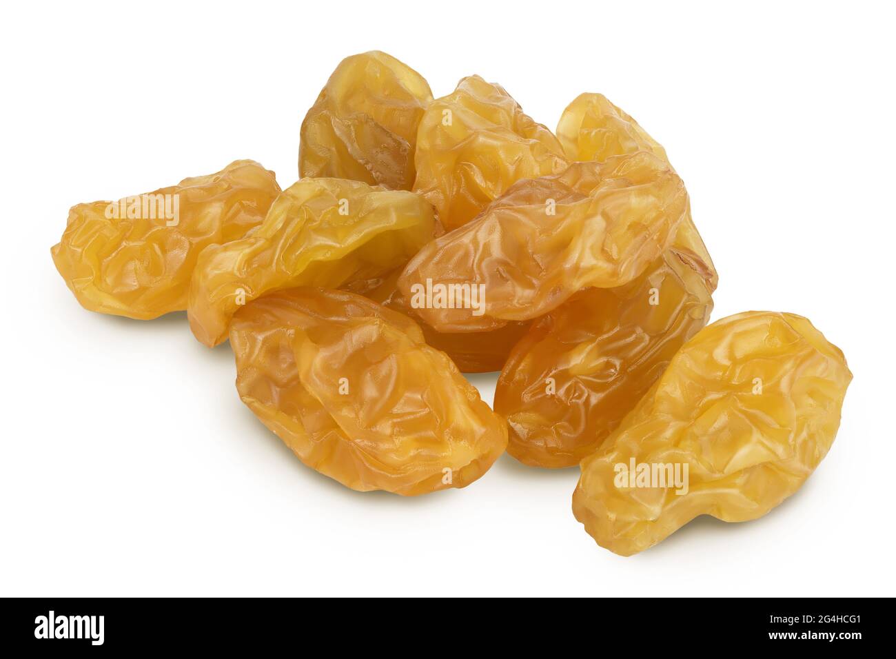 Yellow raisin isolated on white background with clipping path and full ...