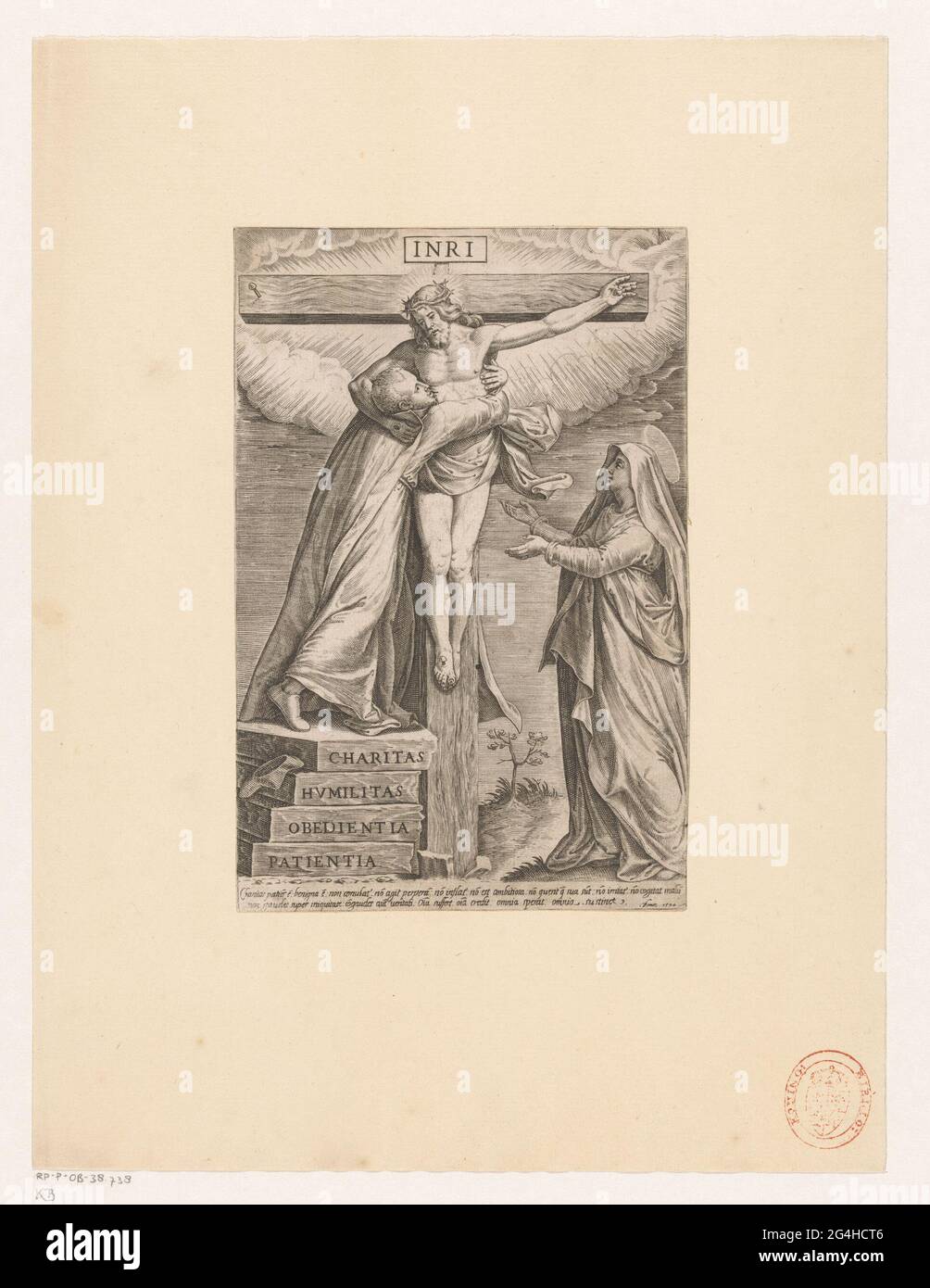 Crucified Christ is embraced by a cardinal. A cardinal stands on a ...