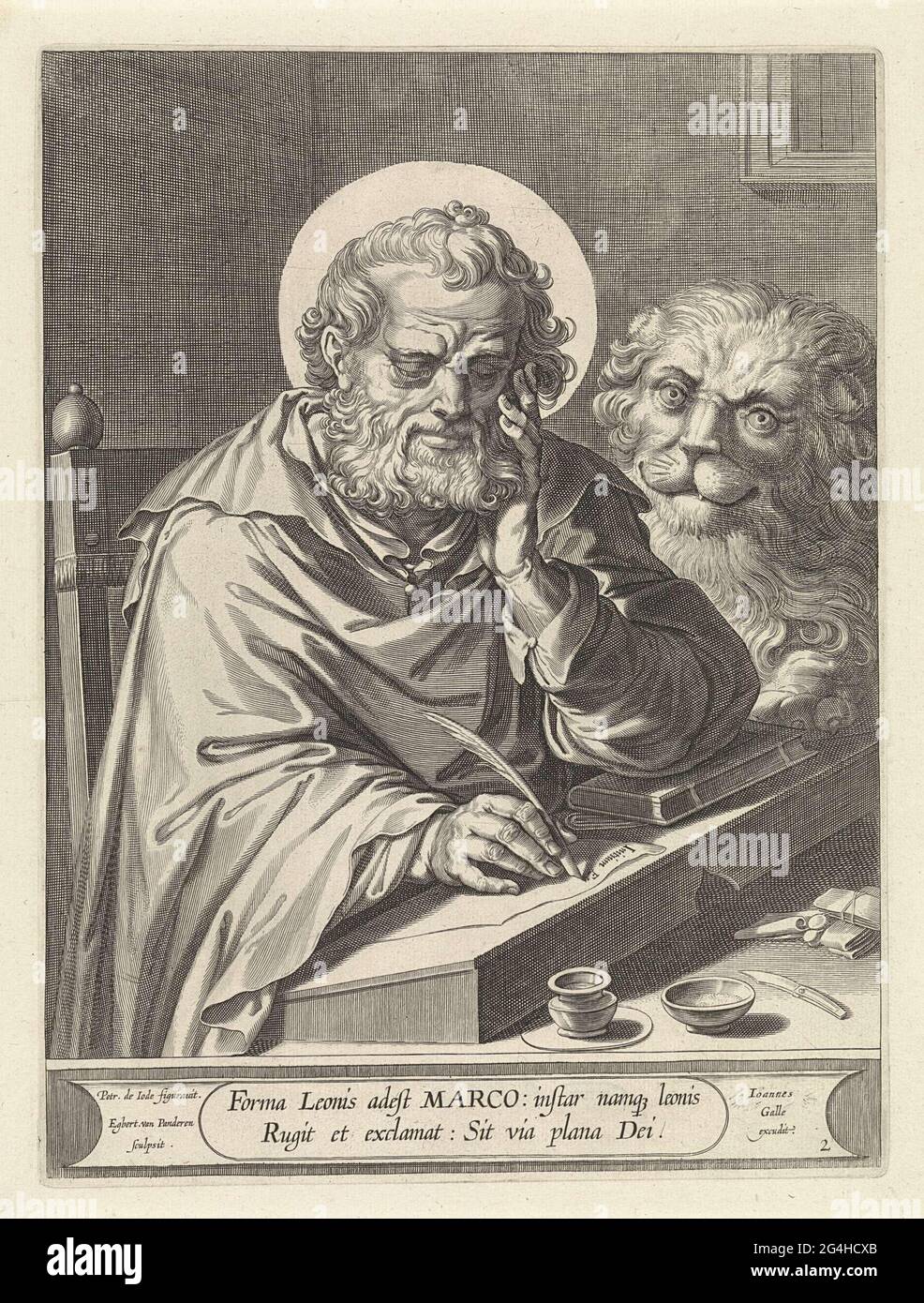 . The Evangelist Marcus, writing at a table. In addition to him, the ...