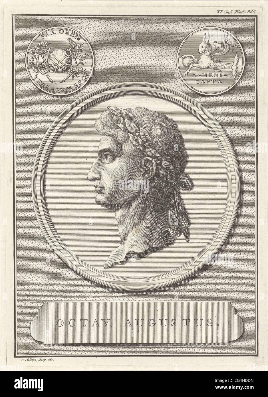. Medal with Augustus portrait (Octavianus Augustus), emperor of the ...