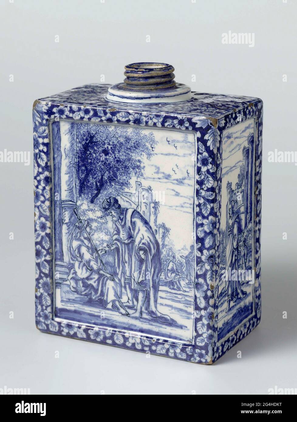 . Tea bus from Faïence, painted in blue with old teastrooms. On one ...