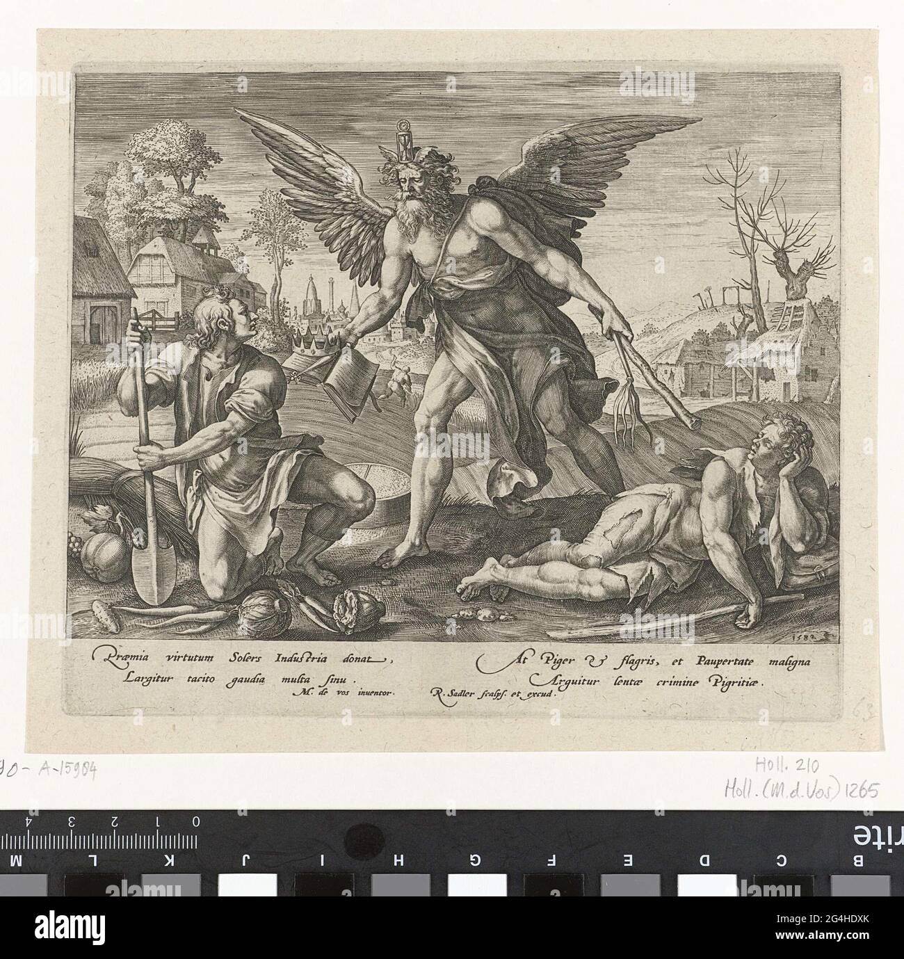 . Father time as an old man with hourglass on the head. He gives a ...