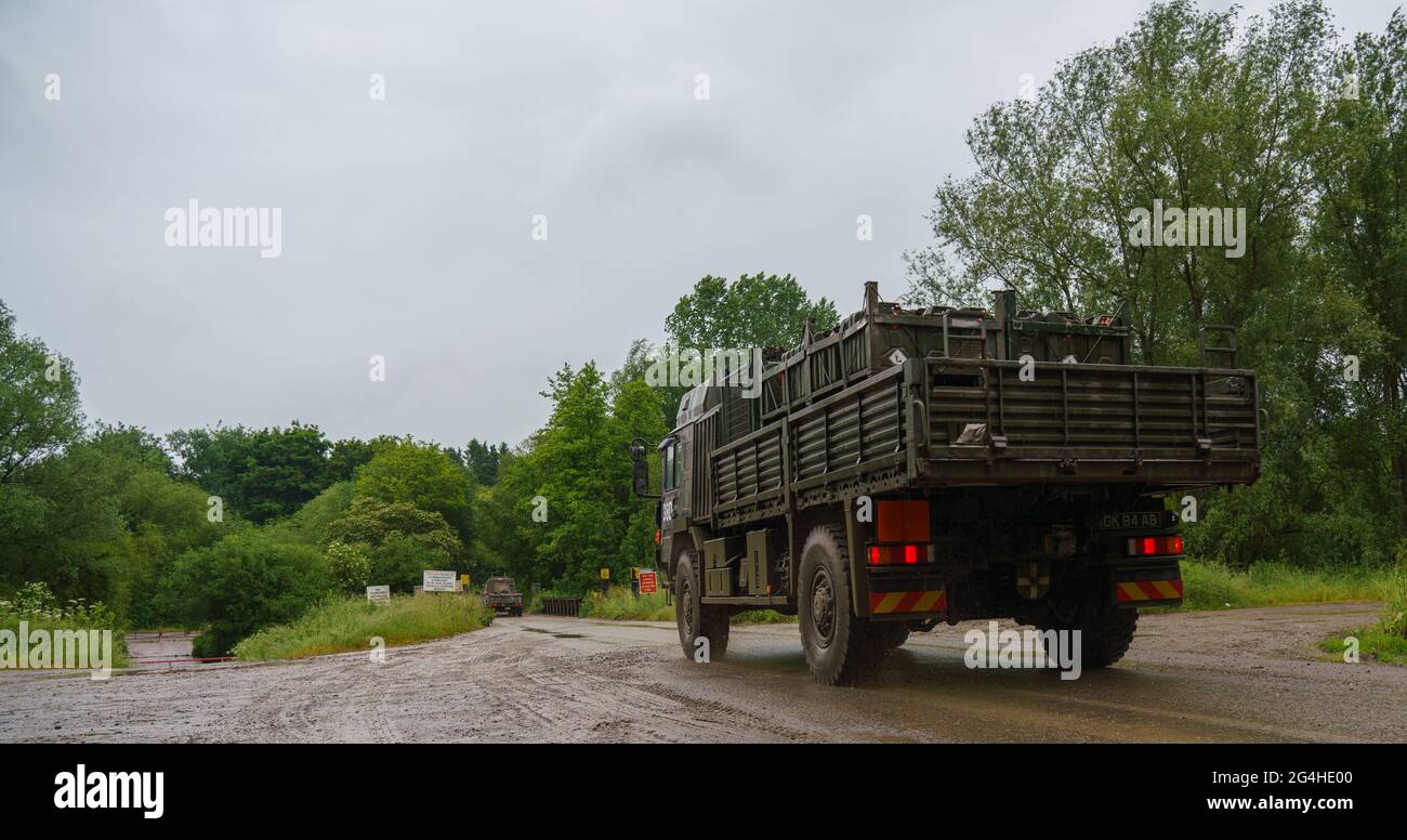 British army logistics lorry vehicle truck on maneuvers, Salisbury ...