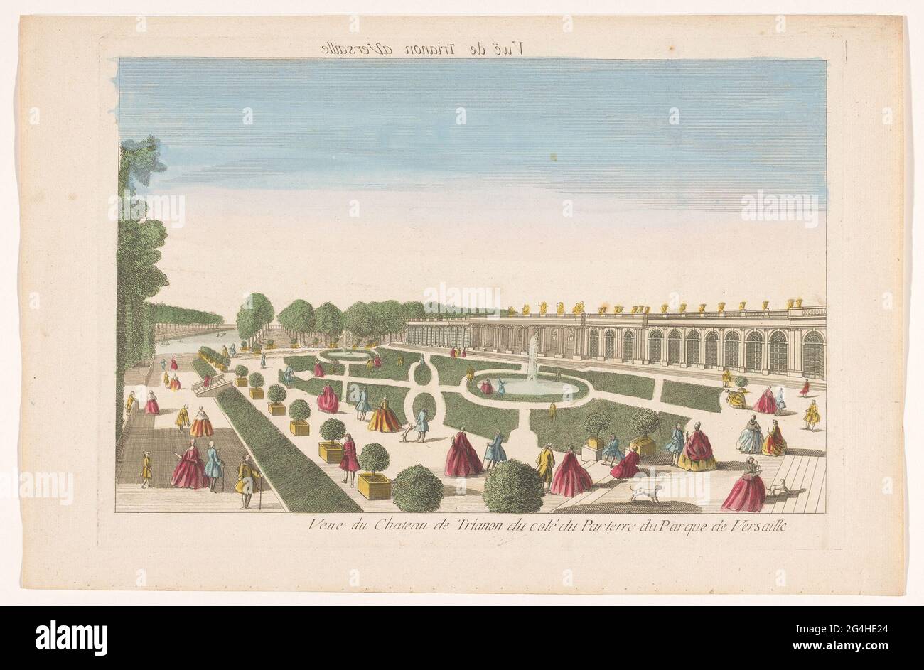 View of the Grand Trianon in the garden of Versailles; Veue du Chateau ...