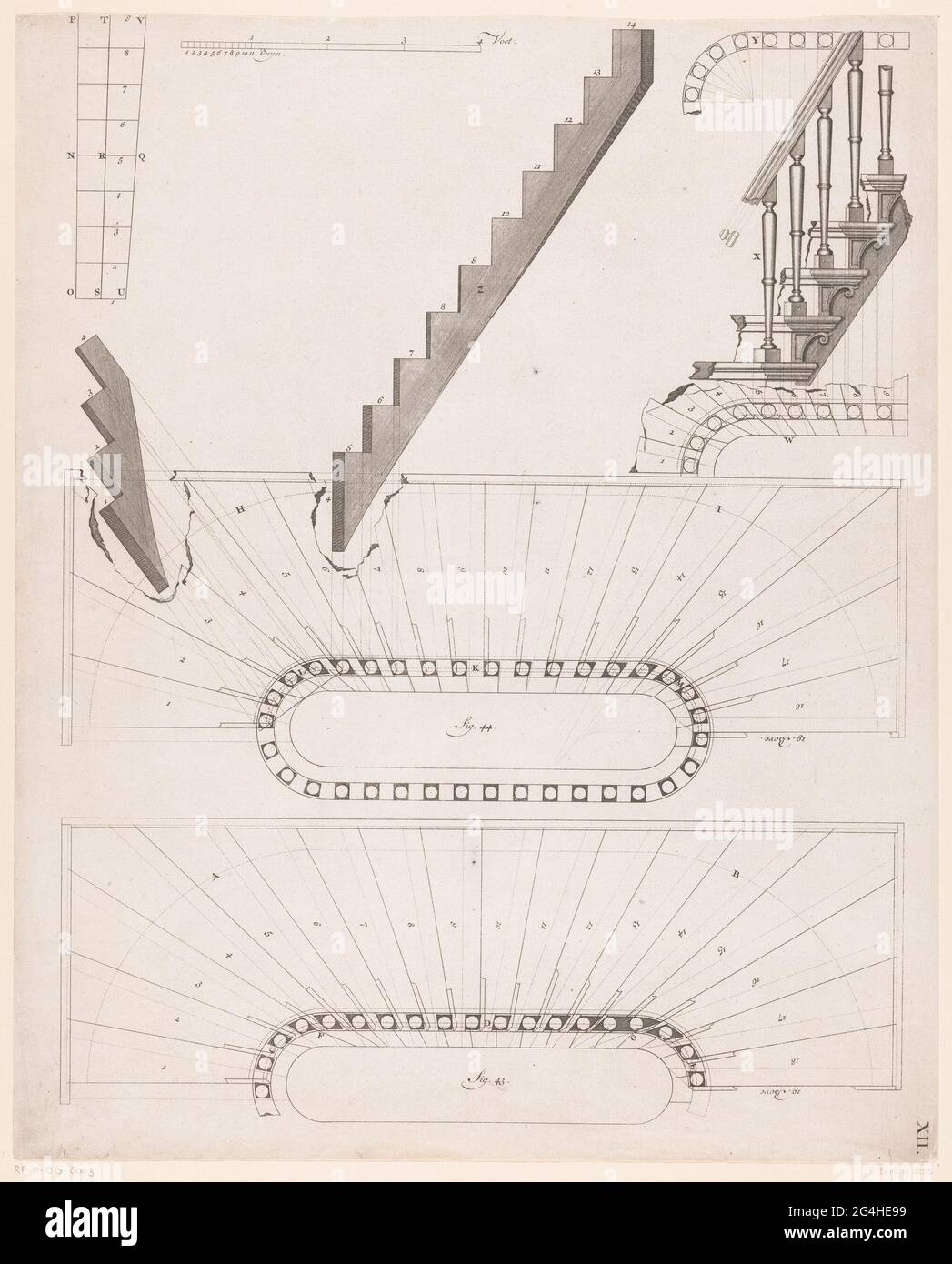 Technical drawings of stairs; Theatrum Machinarum Universal; Or new ...