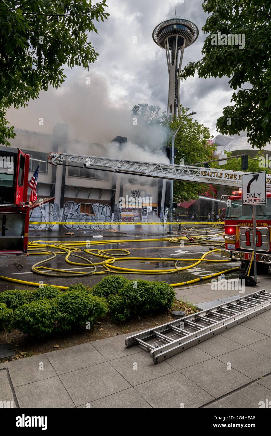 Seattle, USA. 8th Jun, 2021. Mid-day Seattle Fire Department responding ...