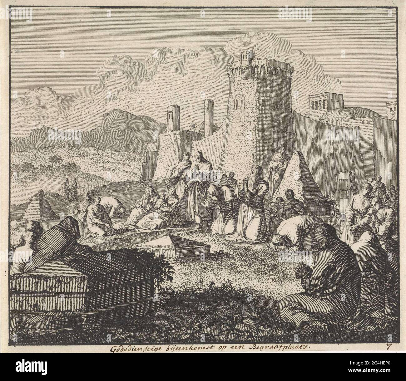 . Early Christians come together at a cemetery outside a city. They are ...