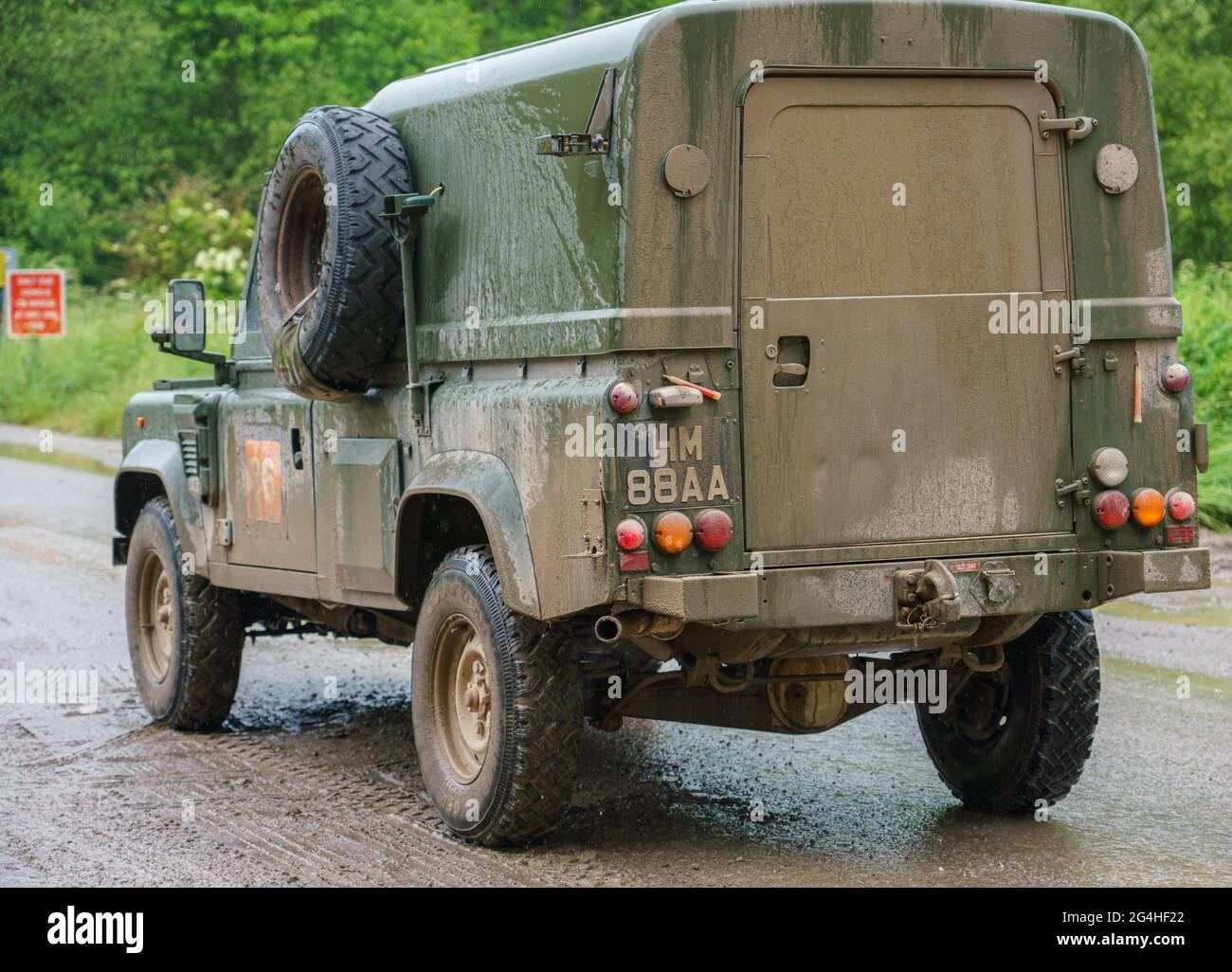 british army land rover defender light infantry vehicle on maneuvers ...