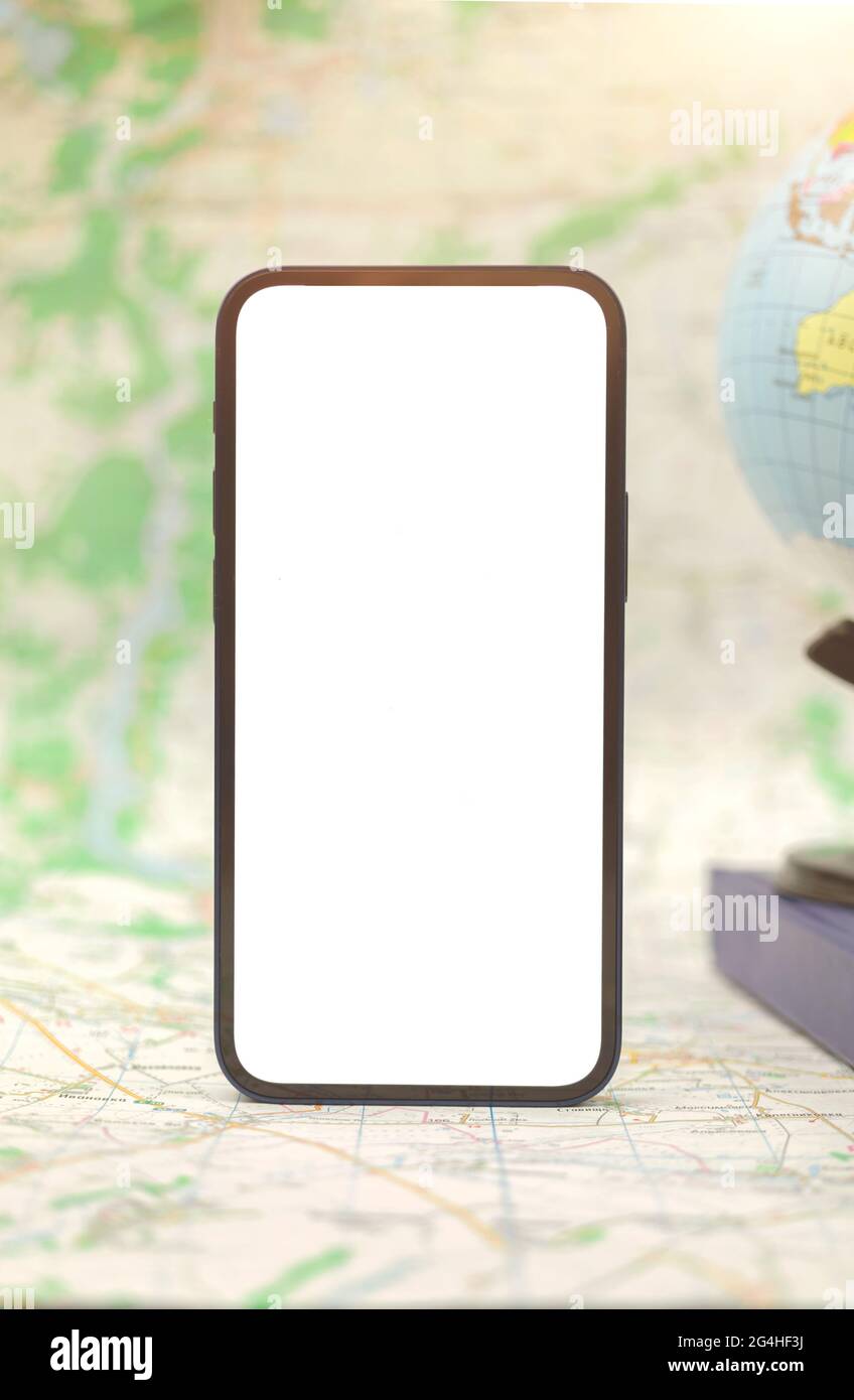 City map with modern mobile phone mockup screen, navigation concept ...