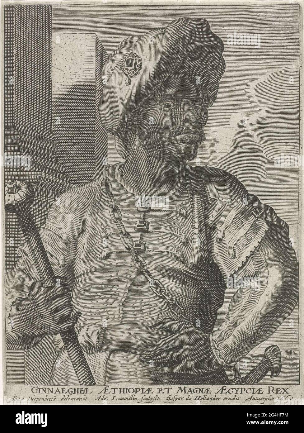 . Portrait of moulay al-rashid, morocco sultan, with turban on the head ...