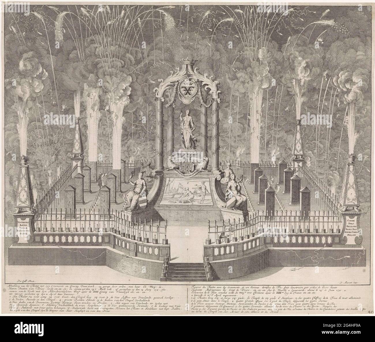 . Stellage with fireworks set up commissioned by the states of ...