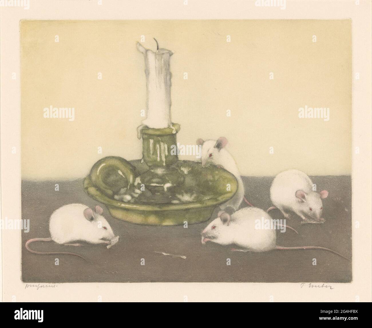 Four mice at a candlestick Stock Photo - Alamy