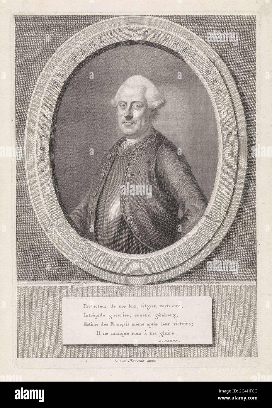 . Portrait in half towards the right of Pascal Paoli in an ...