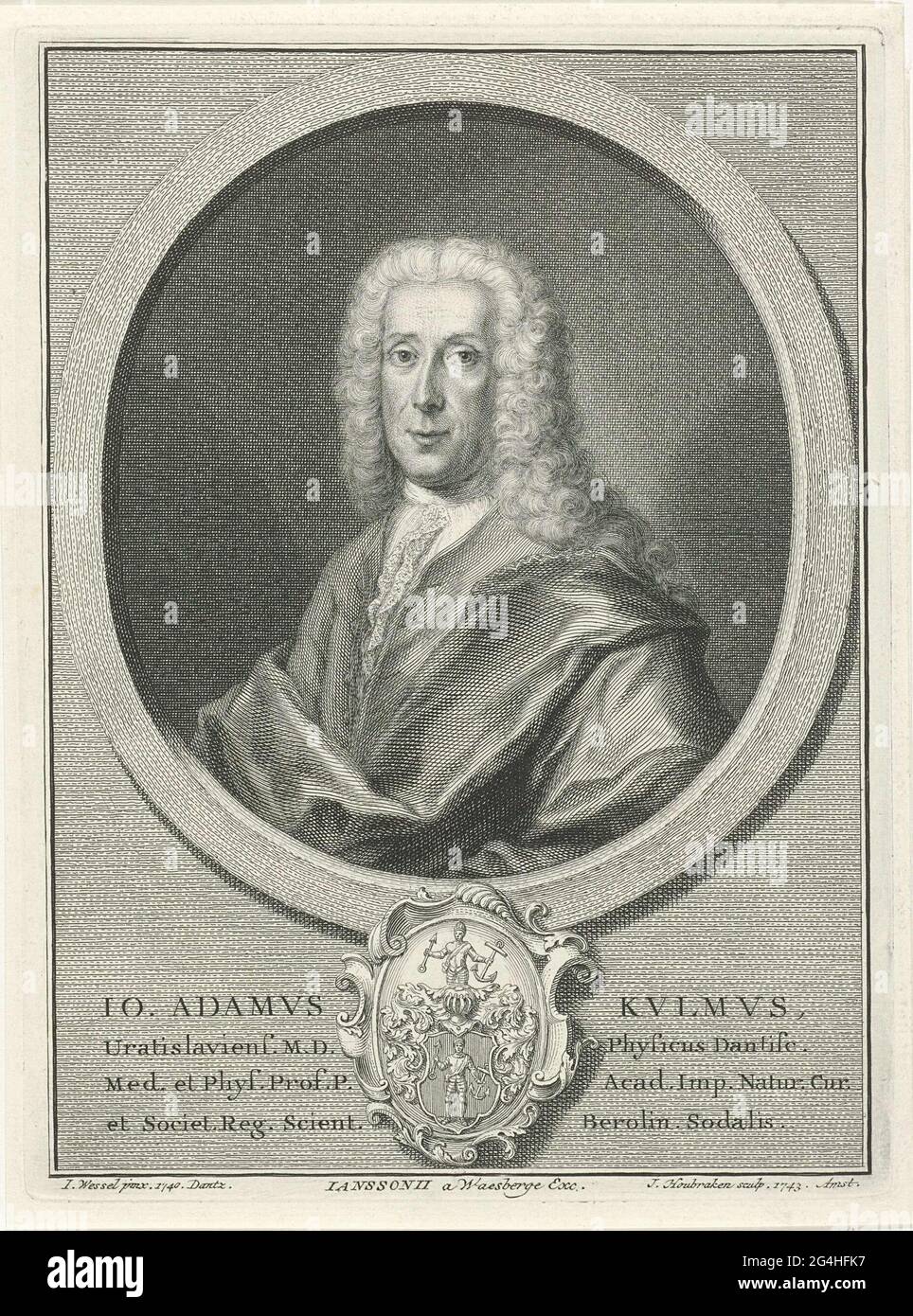 . Halven portrait to the left of Johan Adam Kulmus in an oval. At the ...