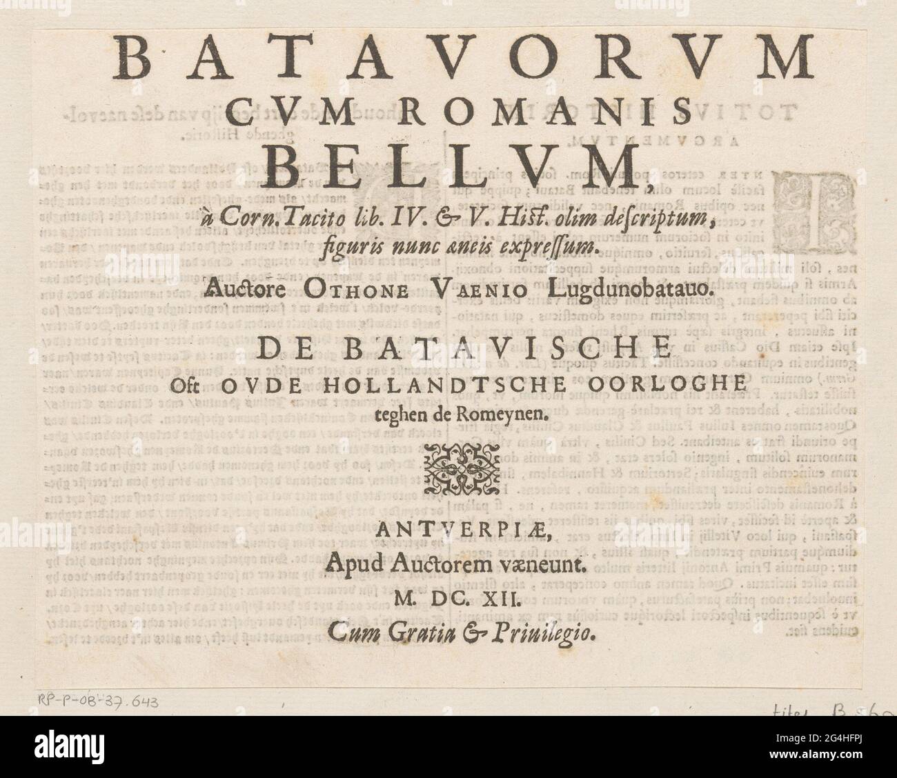 Title print of the war of the Romans against the Batavieren; The ...