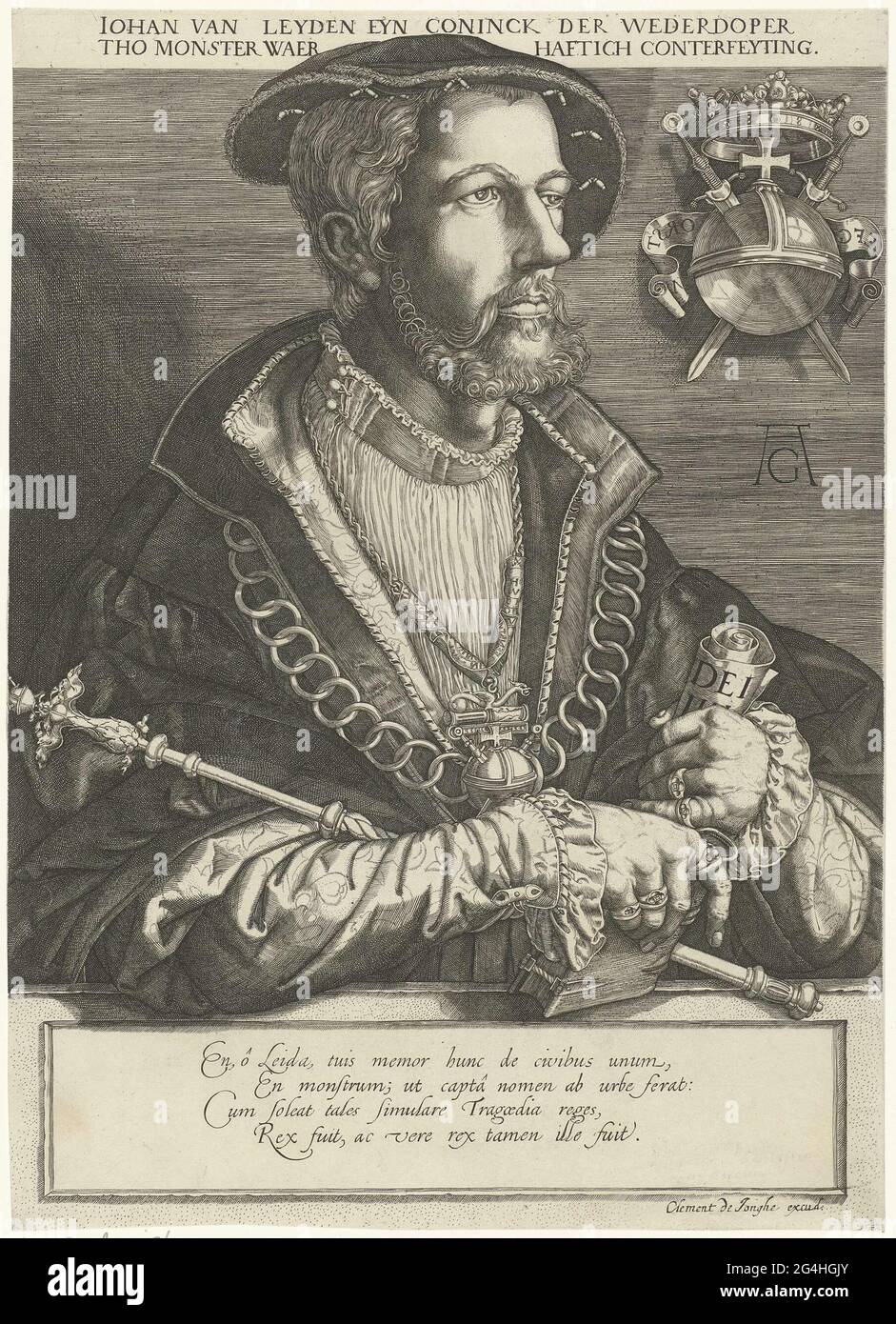 . Portrait of Jan Beukelszoon from Leiden, leader and self-evoked king ...