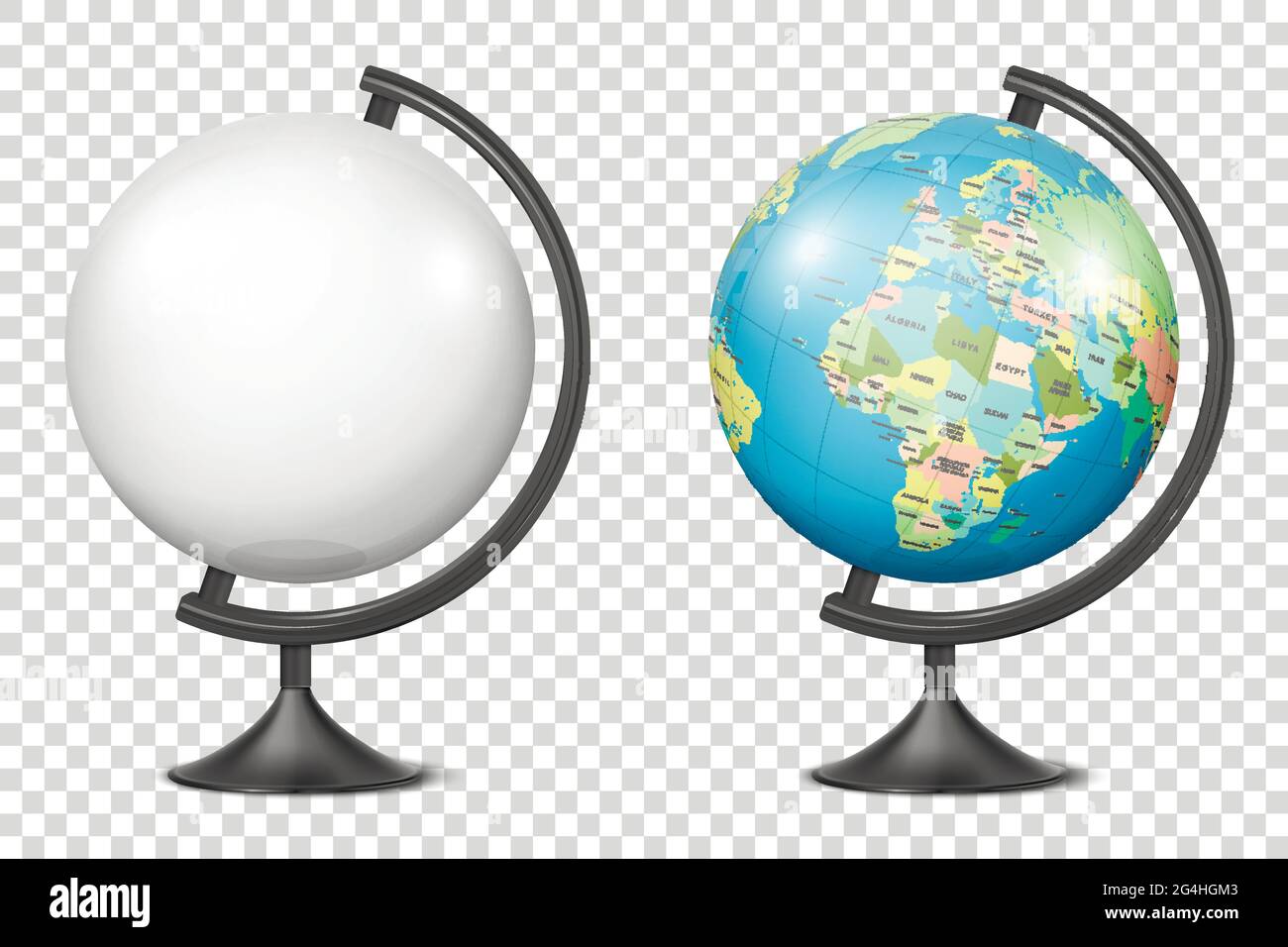 Vector Realistic 3d Globe of Planet Earth with Map of World and Blank ...